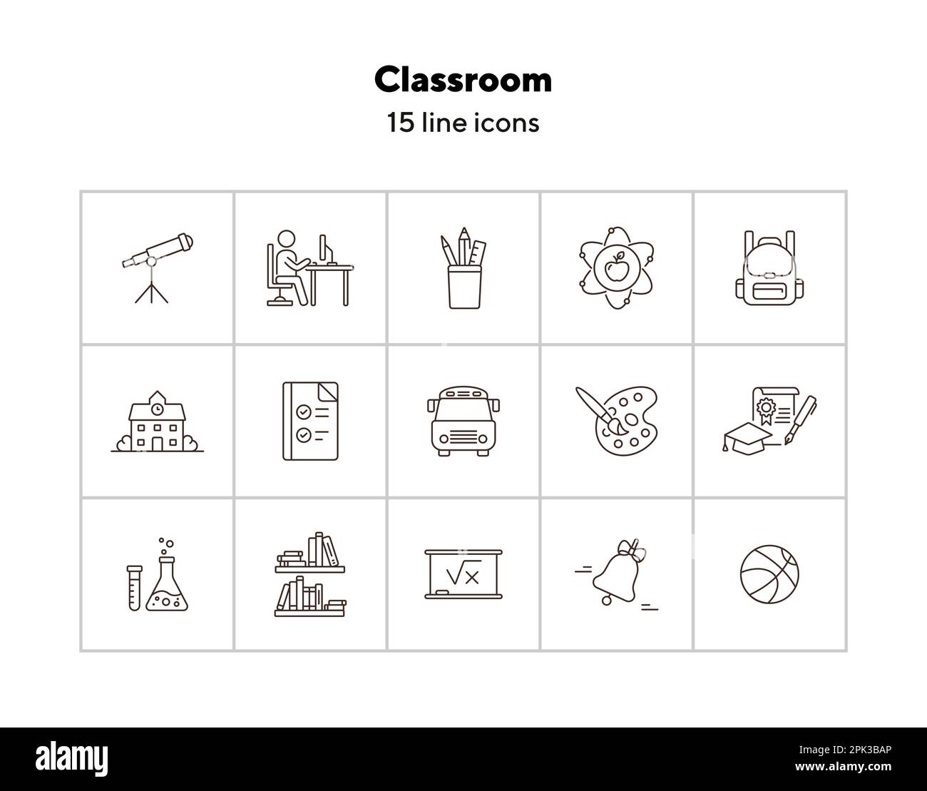 Classroom line icon set Stock Vector Image & Art - Alamy