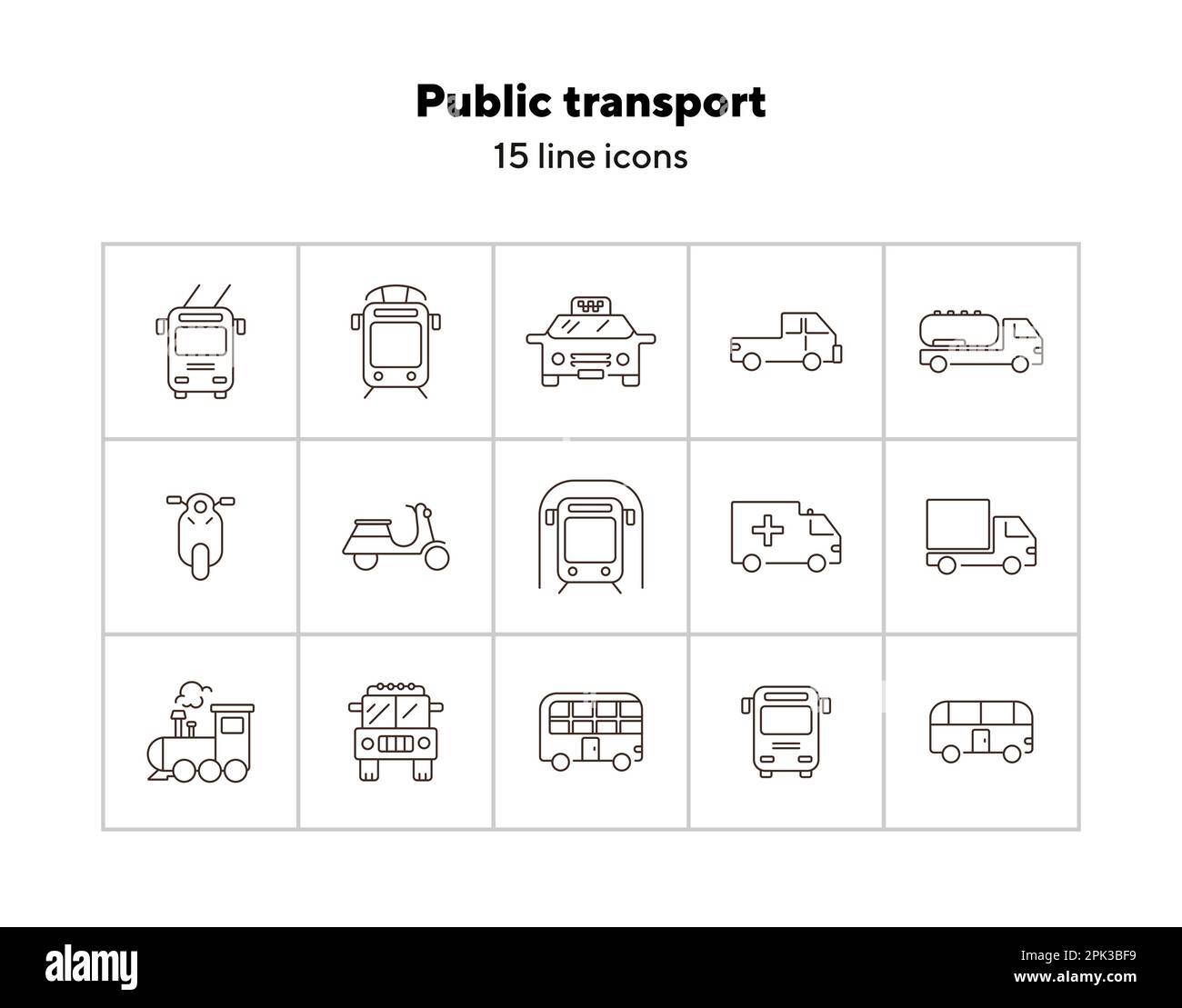 Public transport line icon set Stock Vector Image & Art - Alamy
