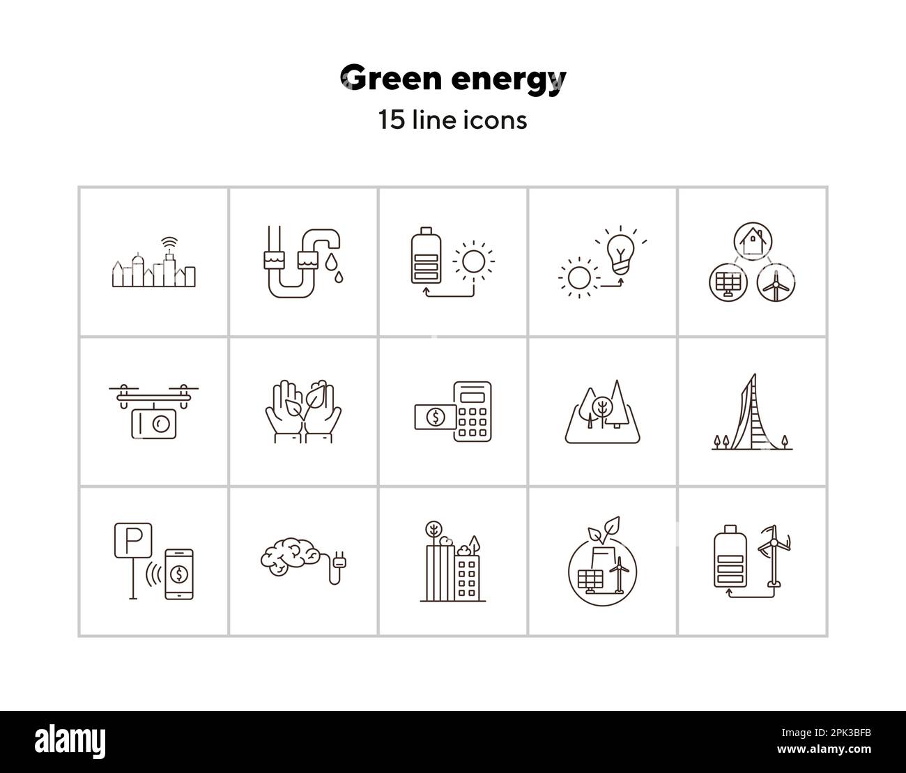 Green energy line icons Stock Vector Image & Art - Alamy