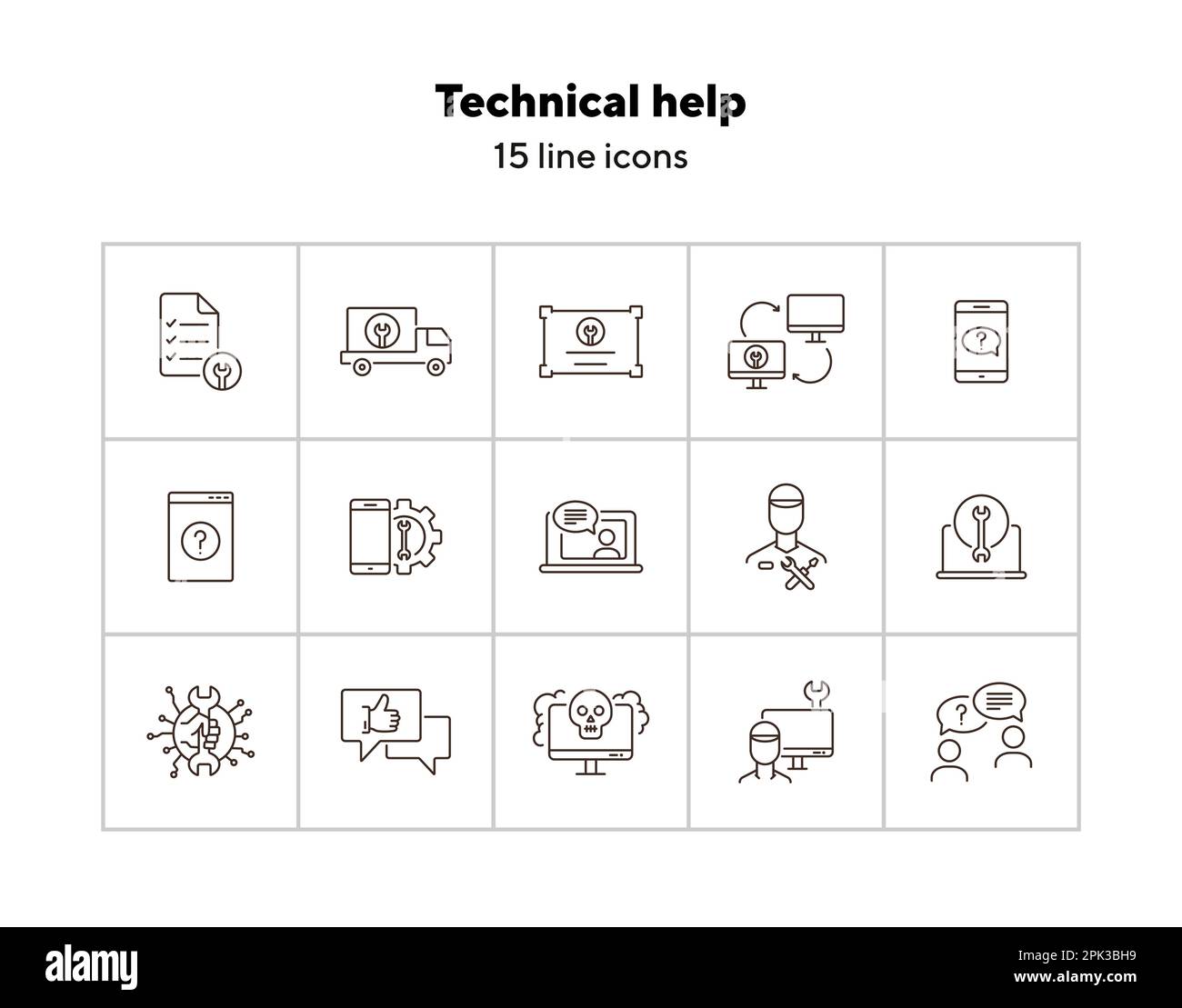 Technical help line icon set Stock Vector Image & Art - Alamy