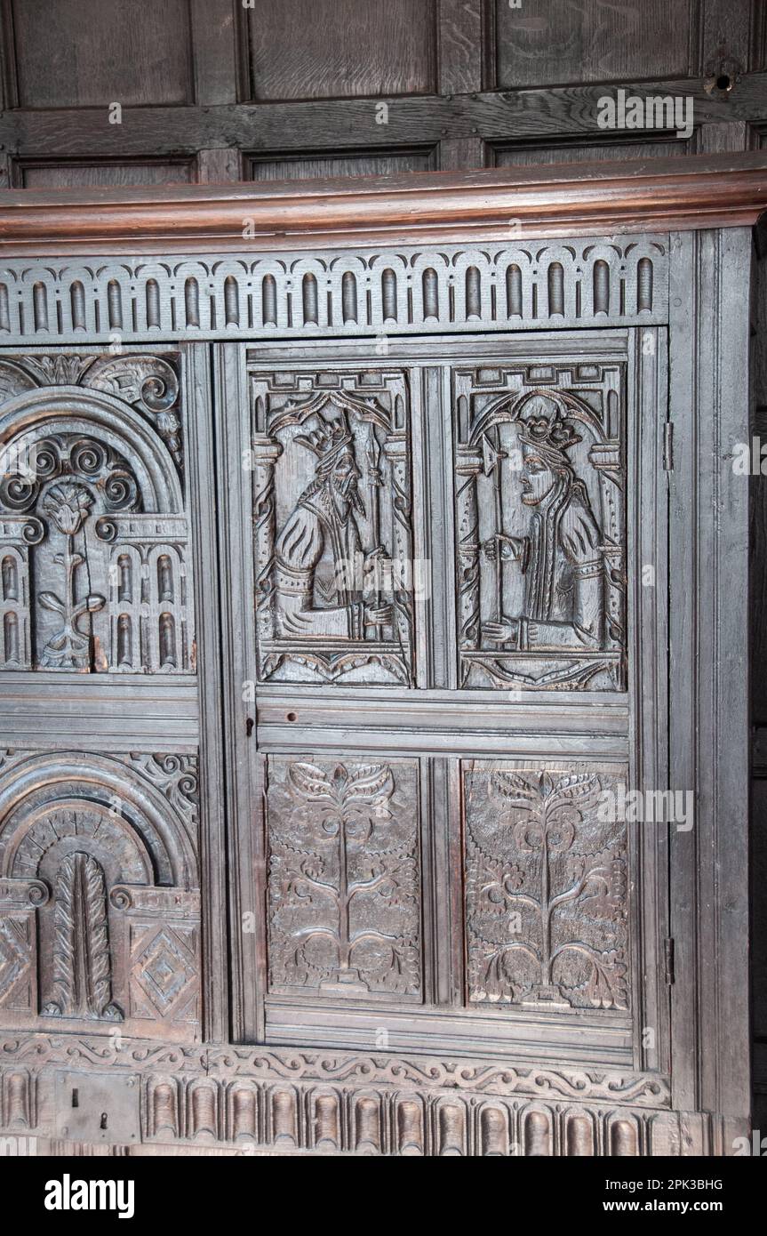 Around the UK - Ornate wooden panelling, part of the Interior of Astley ...