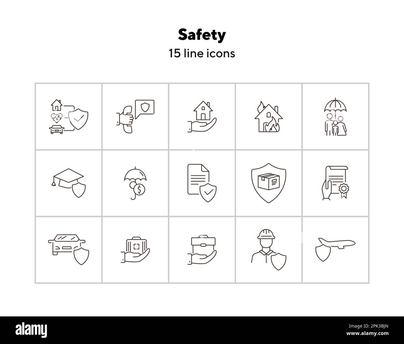 Safety line icon set Stock Vector Image & Art - Alamy