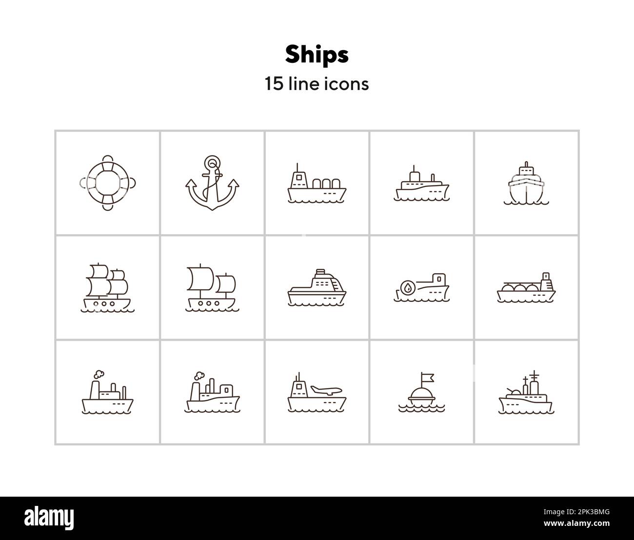 Ships line icon set Stock Vector Image & Art - Alamy