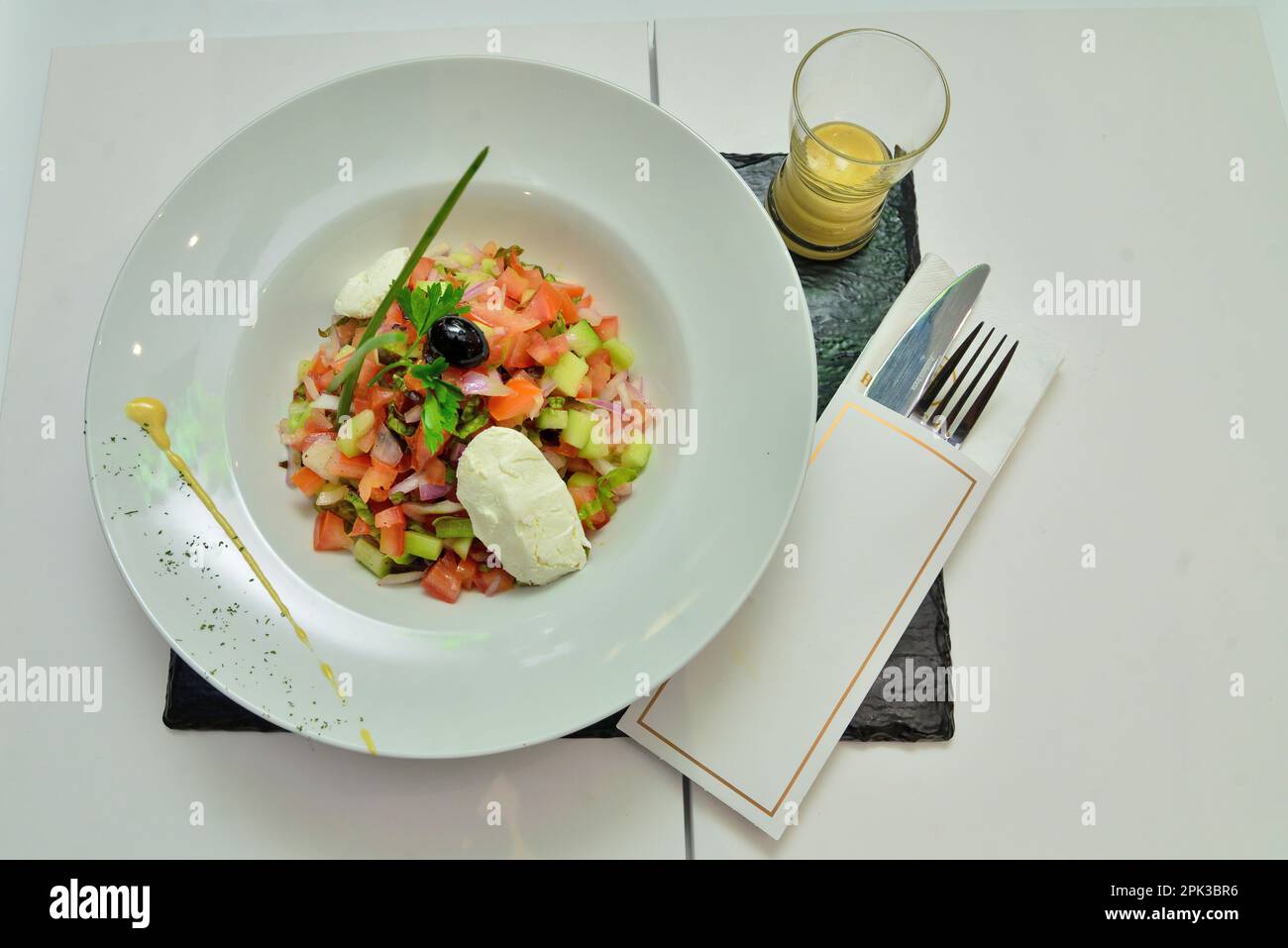 A moroccan salad of tomato, cucumber, onion and coriander (cilantro ...