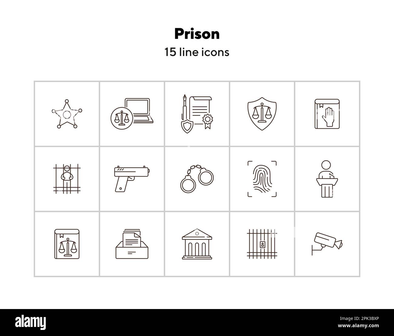 Prison line icon set Stock Vector Image & Art - Alamy