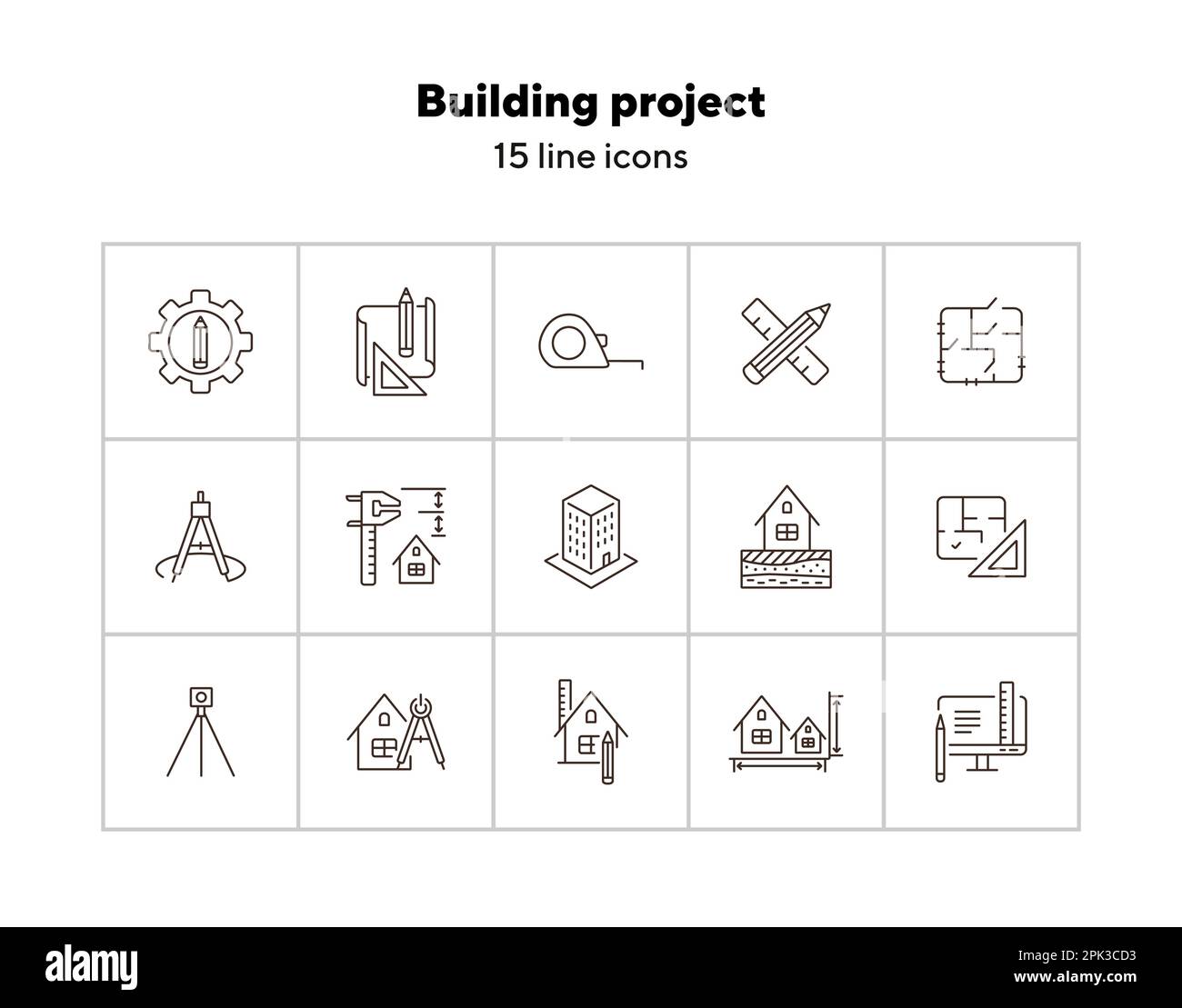 Building project line icon set Stock Vector Image & Art - Alamy