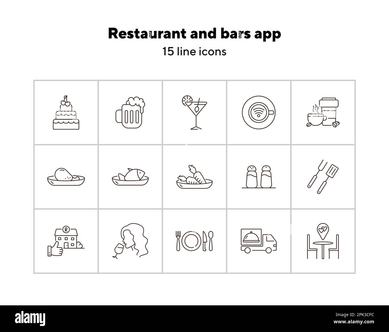 Restaurant and bars app line icon set Stock Vector Image & Art - Alamy