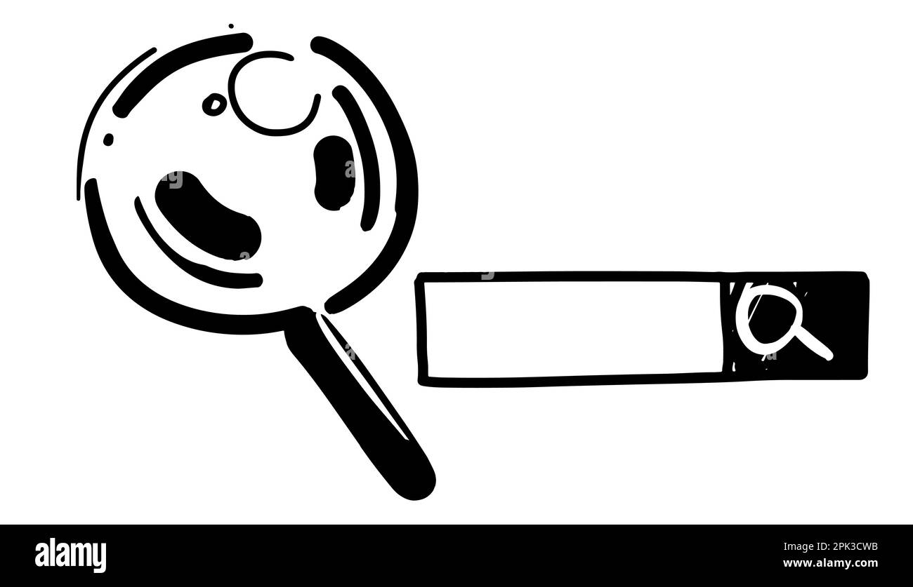 Black magnifying glass with search box. Internet search concept Stock ...