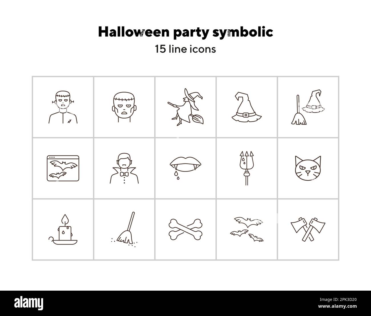 Halloween party symbolic line icons Stock Vector Image & Art - Alamy