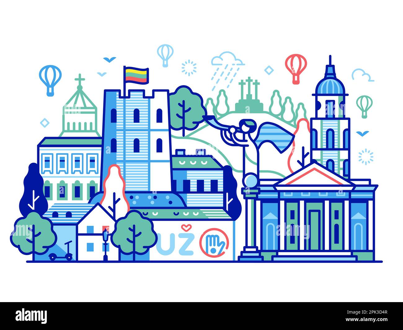 Vilnius Old Town City Skyline in Line Art Stock Vector Image & Art - Alamy