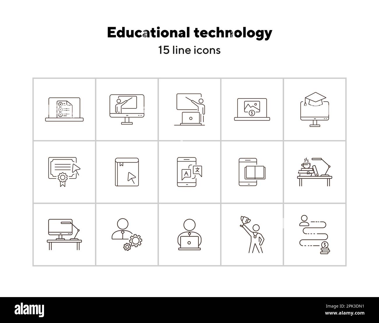 Educational technology line icon set Stock Vector Image & Art - Alamy