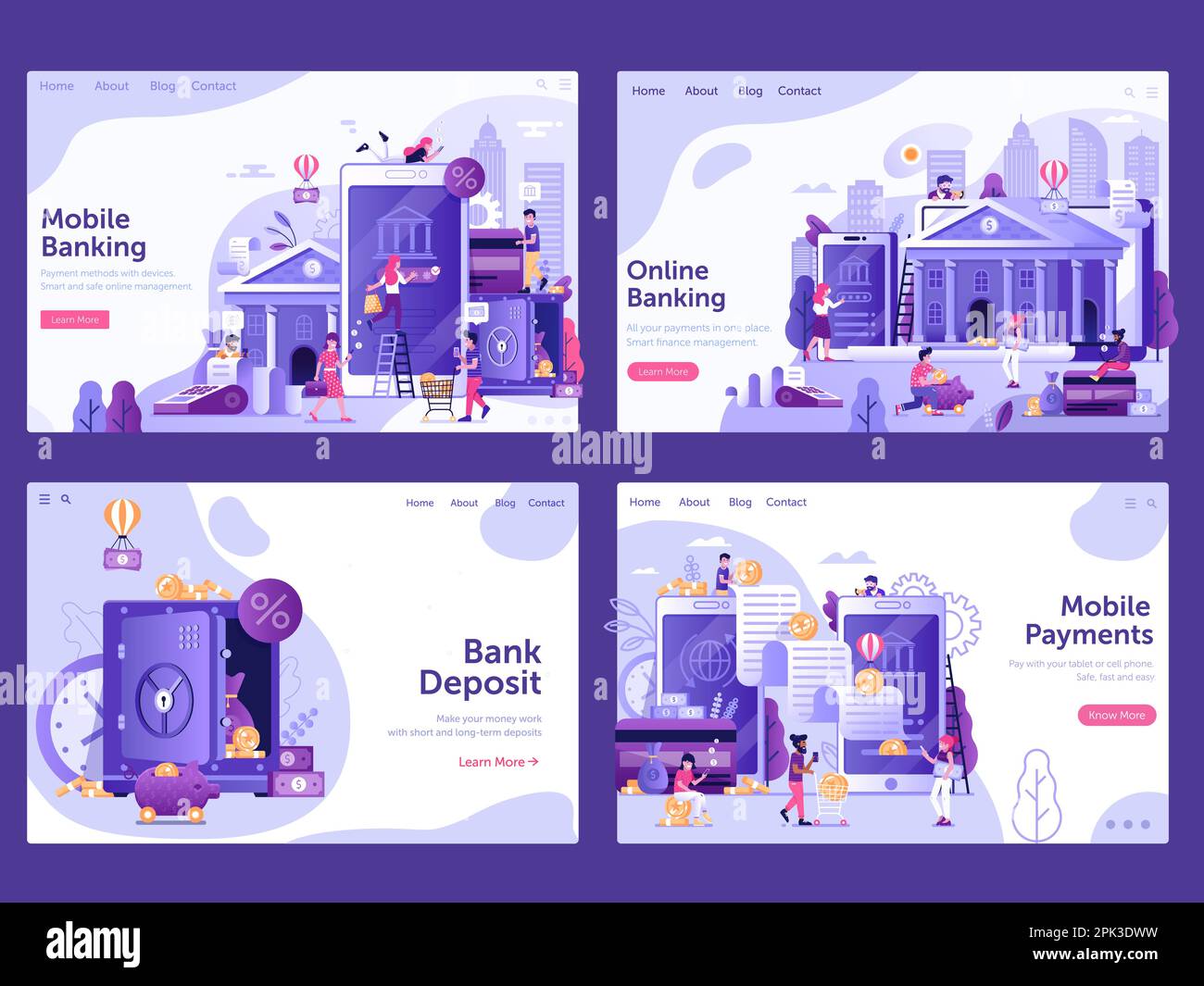 Online Mobile Banking Services Web Banners Stock Vector Image & Art - Alamy