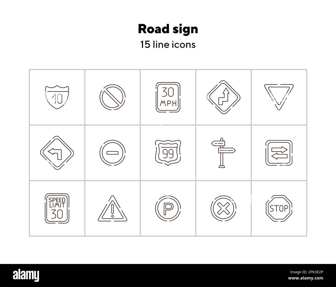 Road sign line icon set Stock Vector Image & Art - Alamy