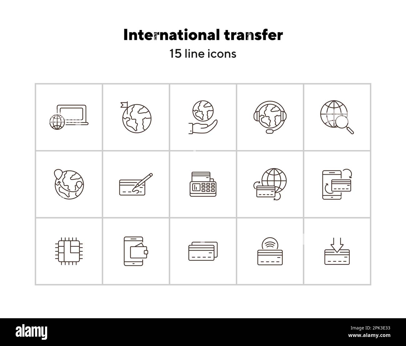 International transfer line icon set Stock Vector Image & Art - Alamy