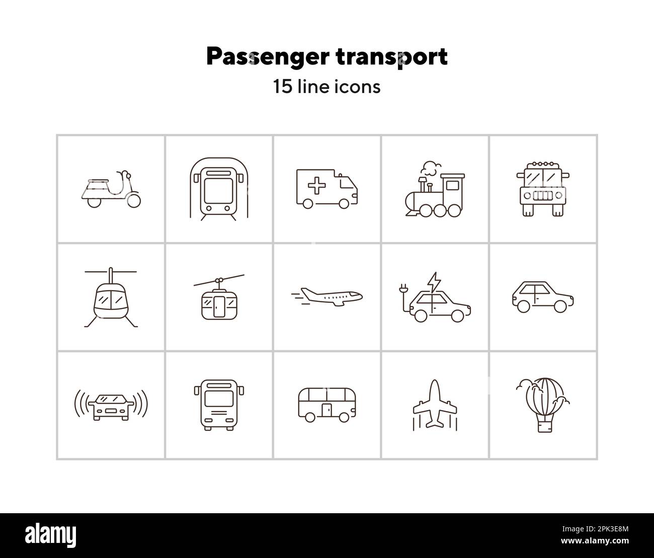 Passenger transport line icon set Stock Vector Image & Art - Alamy