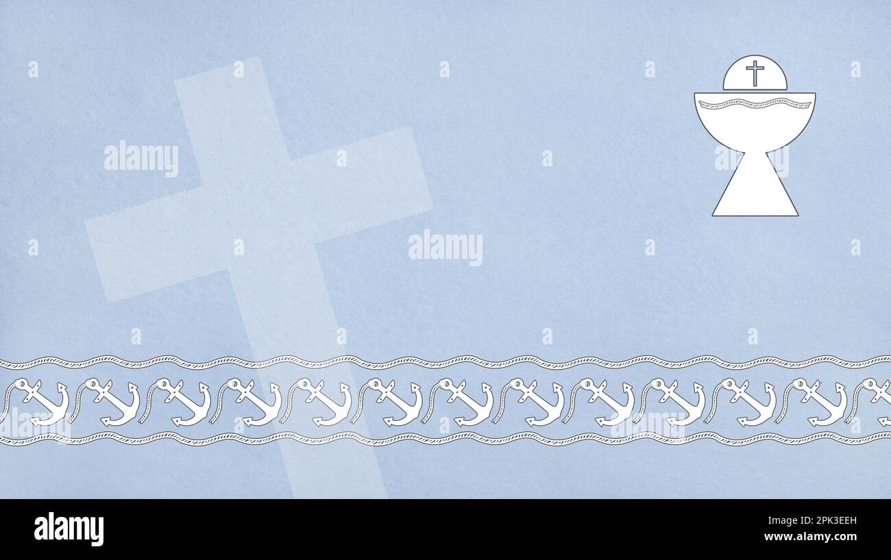 Textured blue reminder illustration of the first communion with ...