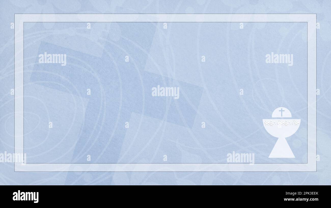 Blue reminder illustration of the first communion with frame and ...