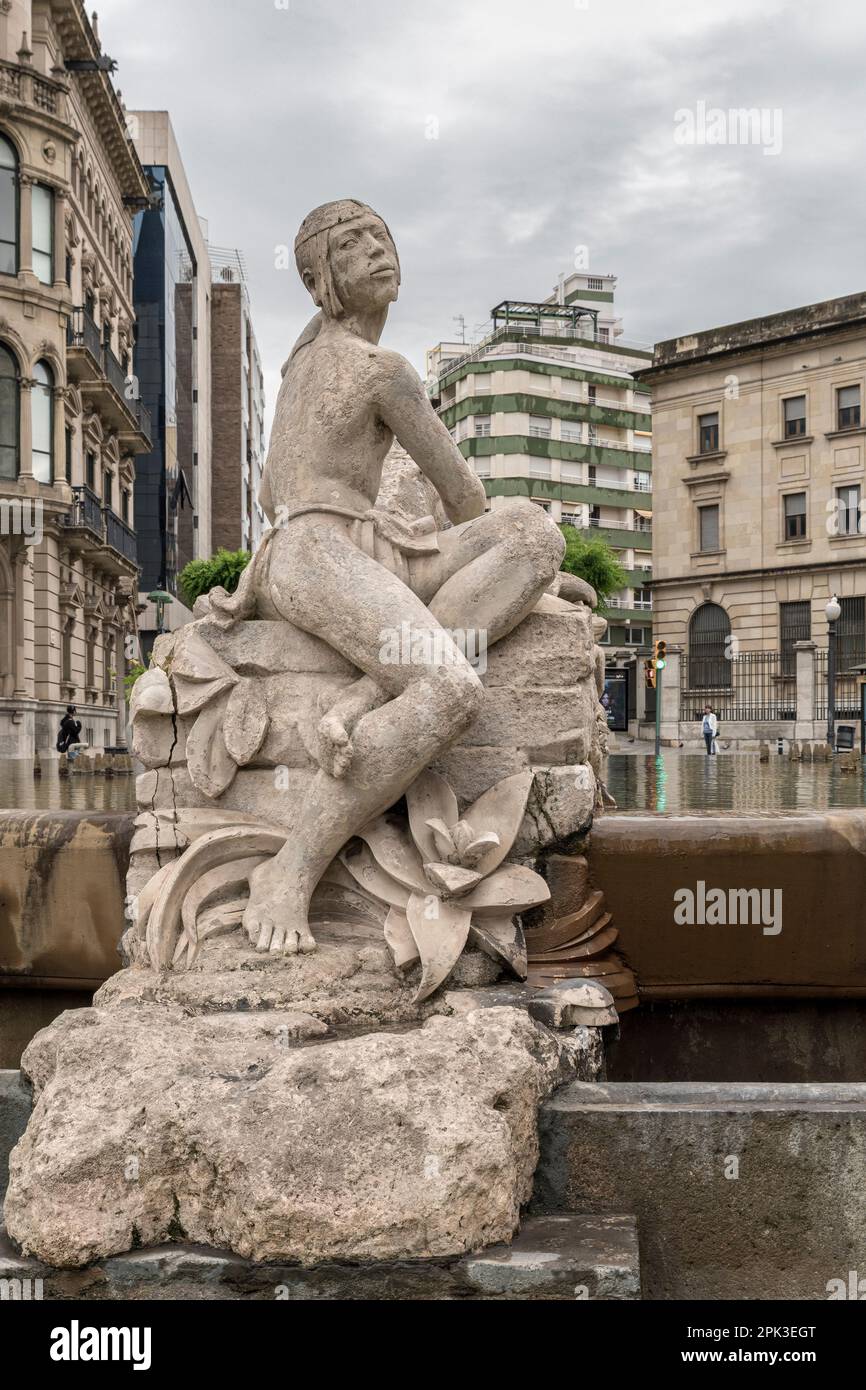Monumental fountain of the centenary in the Rambla Nueva de Tarragona ...