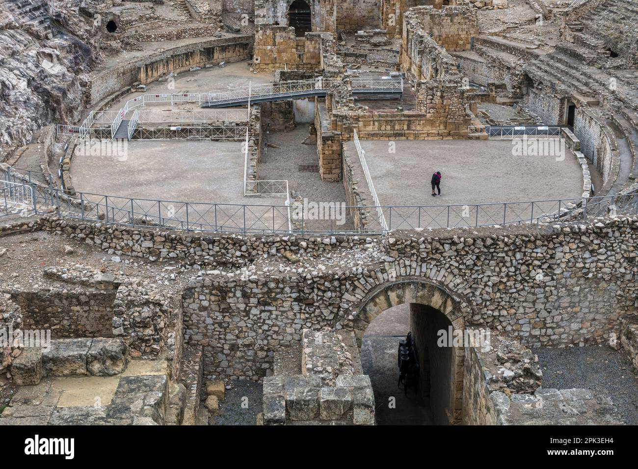 Tarraco amphitheater, Roman building very close to the sea, behind the ...