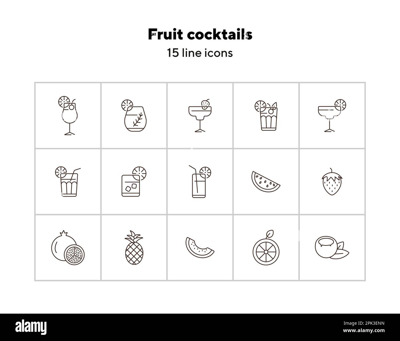 Fruit cocktails icons Stock Vector Image & Art - Alamy