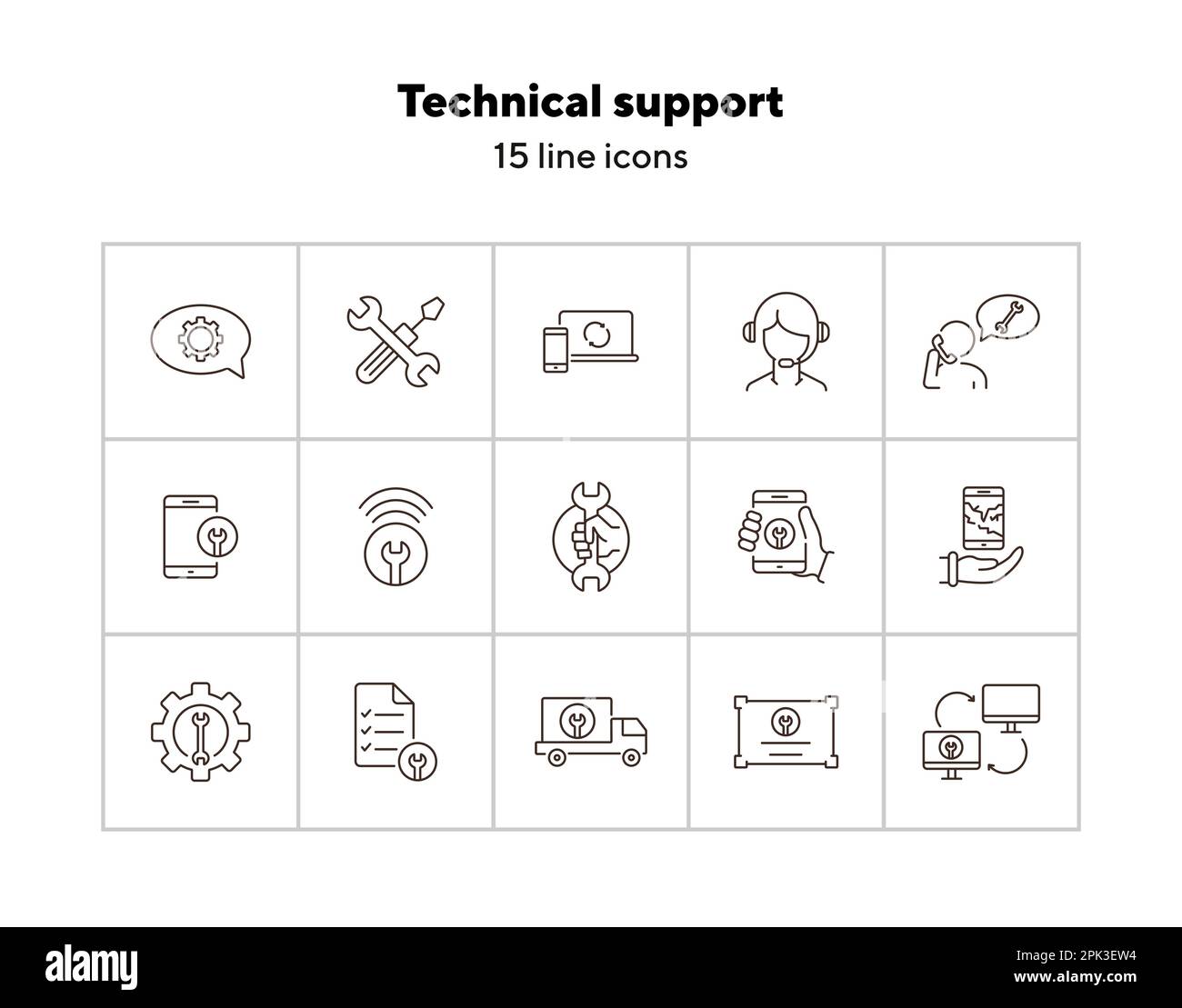 Technical support line icon set Stock Vector Image & Art - Alamy
