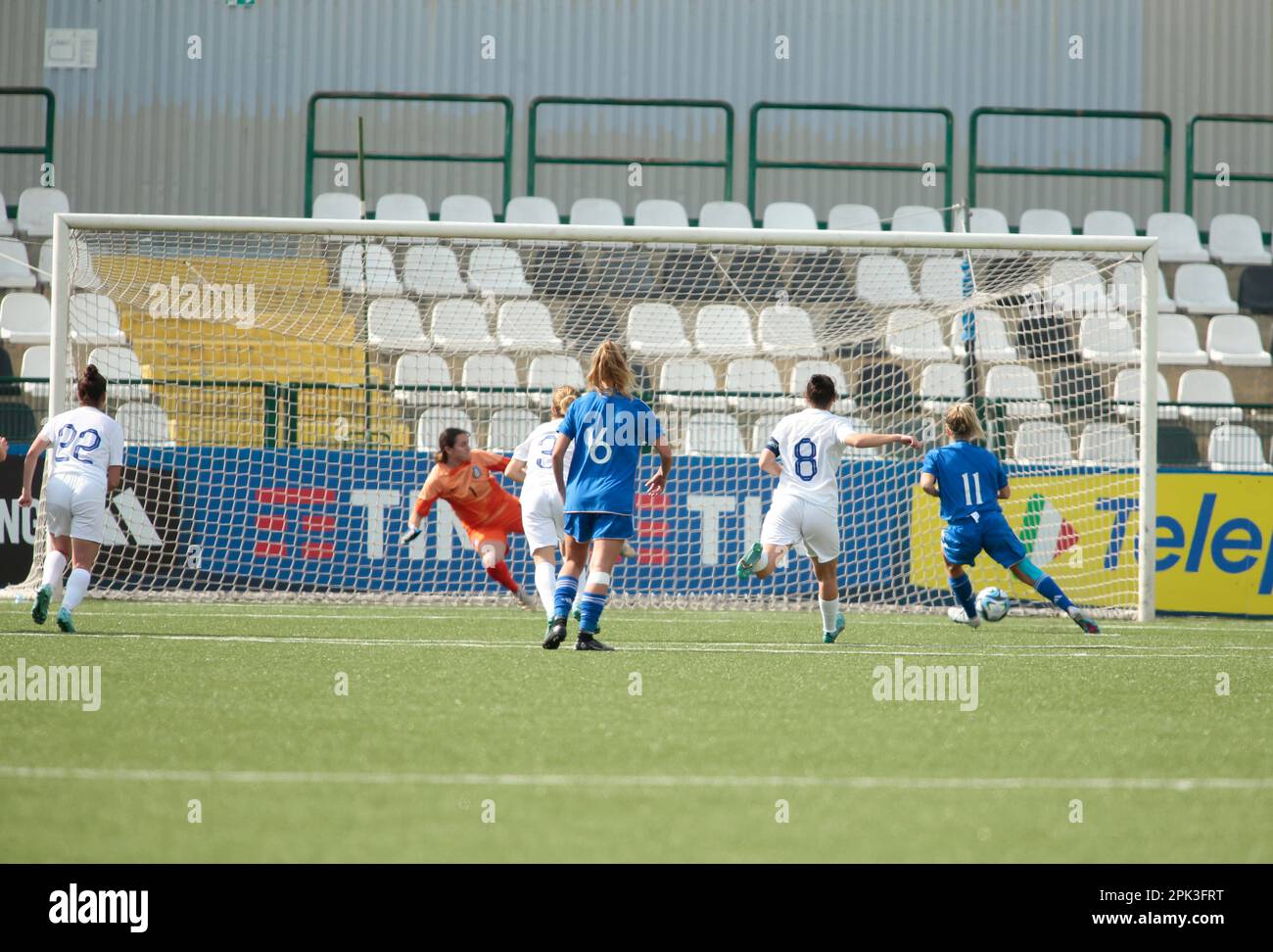Elisa Pfattner of Italy U19 scoring a penalty kick during the European ...