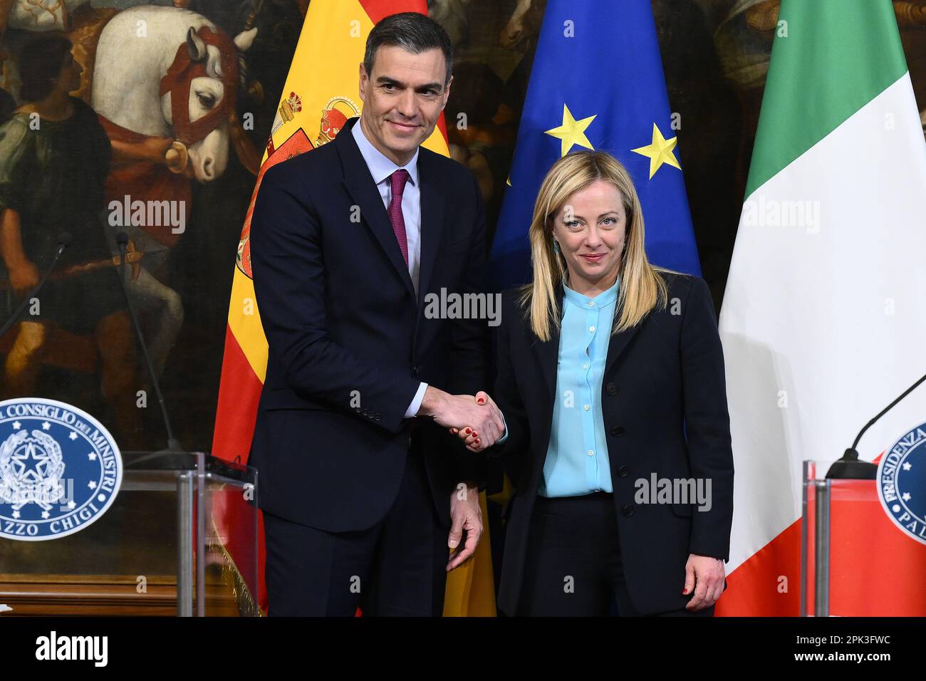 Rome, Italy. 05th Apr, 2023. The meeting with the Prime Minister of ...