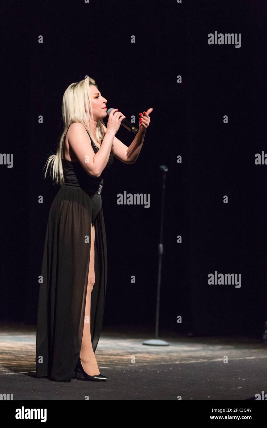 Rome, Italy. 04th Apr, 2023. Romina Falcone singing on stage during ...