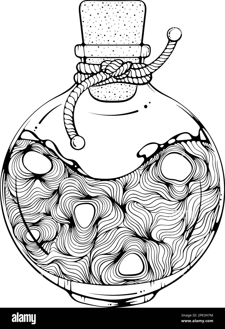 Round vial with magic liquid line art Stock Vector Image & Art - Alamy