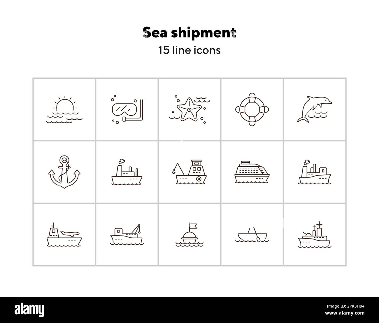 Sea shipment line icon set Stock Vector Image & Art - Alamy