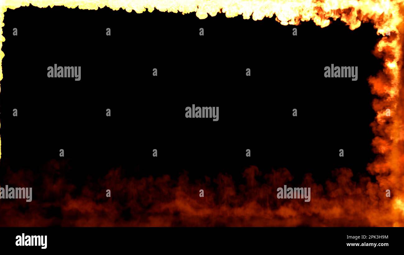 Square frame for content of blazing red fire lines, isolated - object ...