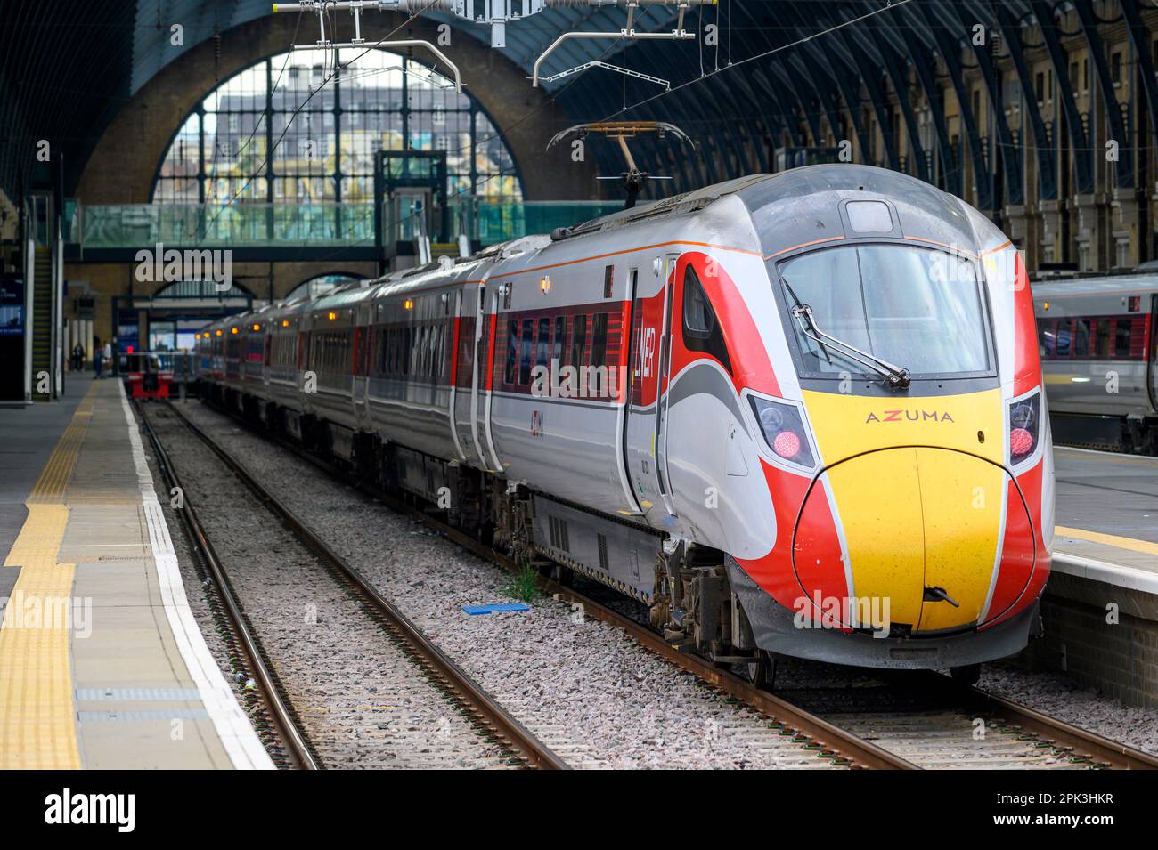 Azuma high speed train in LNER livery waiting at Kings Cross railway station, London, UK Stock ...