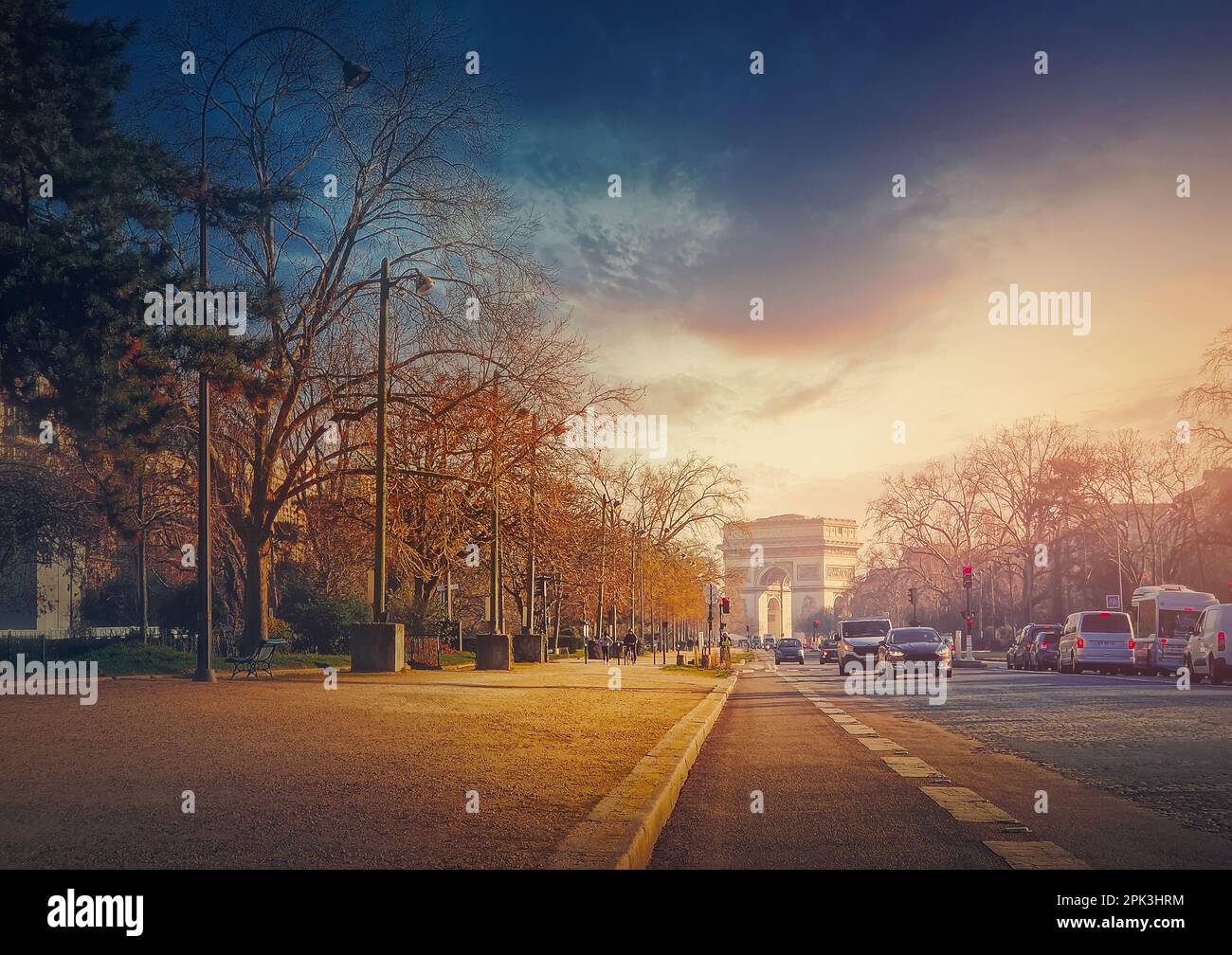 Triumphal Arch (Arc de triomphe) in Paris, France. The famous historic ...
