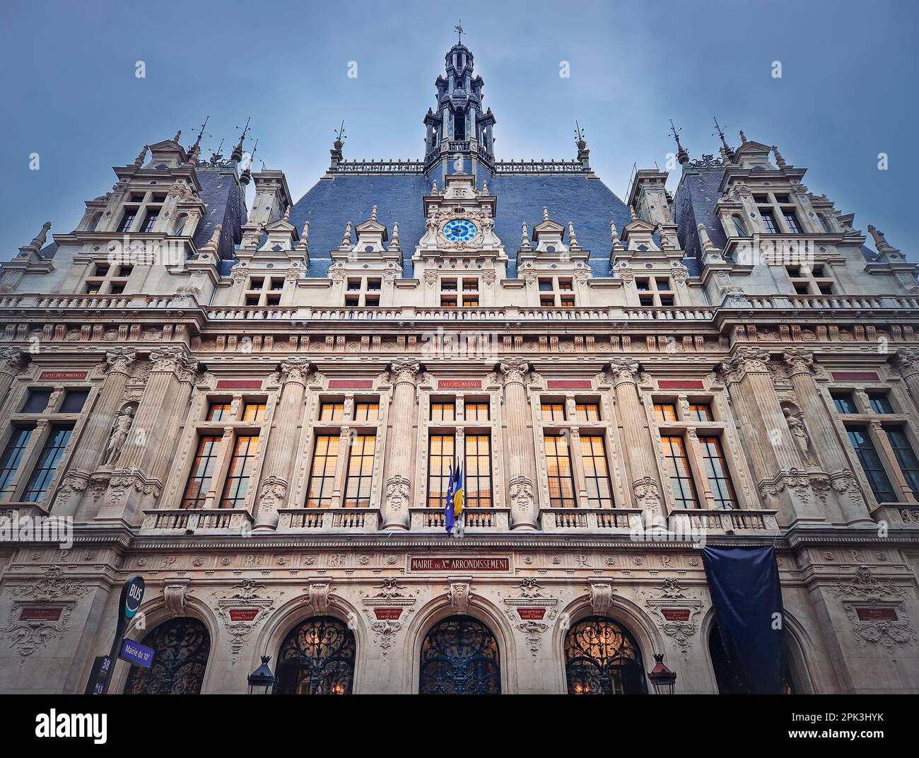 City Hall Mairie X arrondissement of Paris, France. Outdoors view to ...