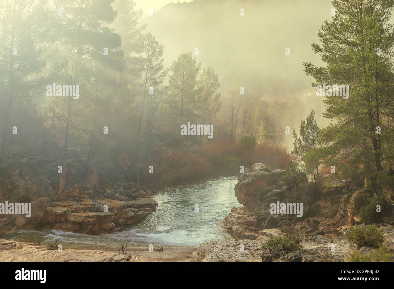 Scenic forest landscape with the Cabriel River between Cuenca and ...