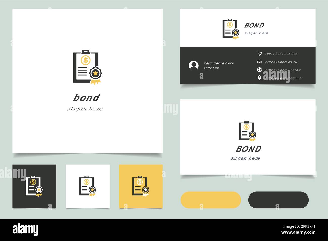 Bond logo design with editable slogan. Branding book and business card ...