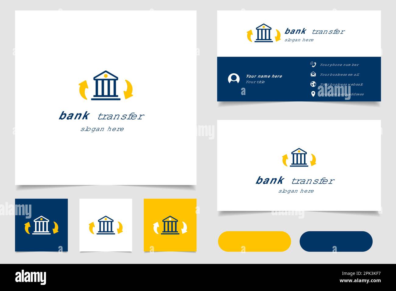 Bank transfer logo design with editable slogan. Branding book and ...