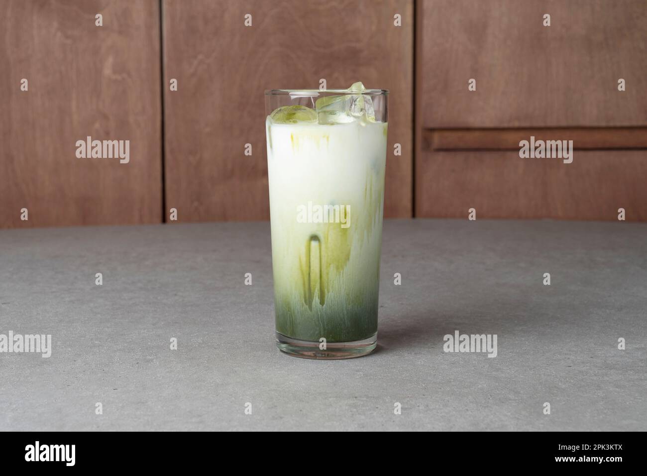 Korean style food green tea latte ice Stock Photo - Alamy