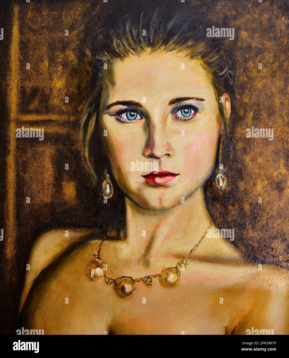 Original abstract painting. Oil portrait sketch . Portrait of a young ...