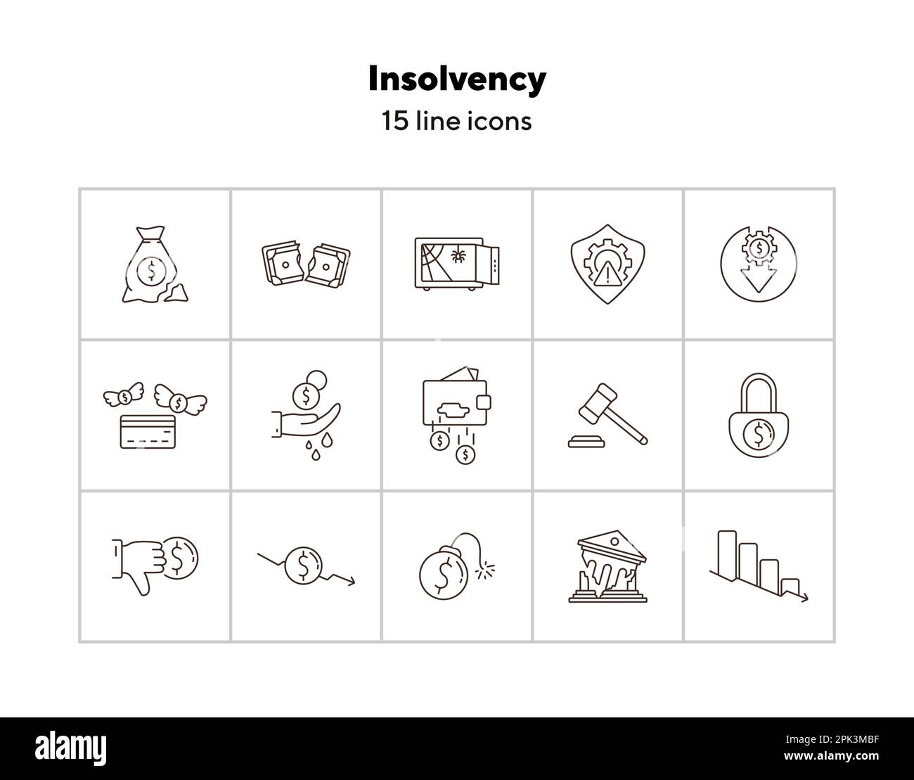 Insolvency line icon set Stock Vector Image & Art - Alamy