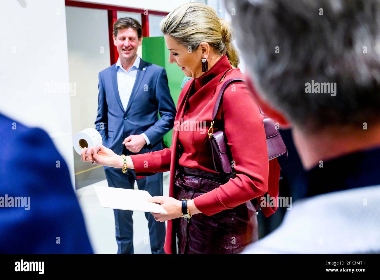 Queen Maxima of the Netherlands at Maan Group in Raalte, on April 05, 2023, for a visit, the ...