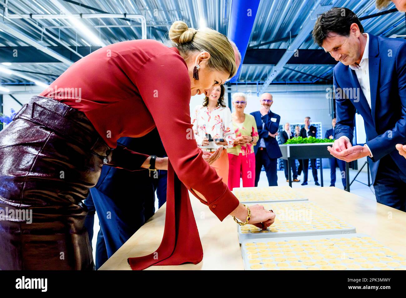Queen Maxima of the Netherlands at Maan Group in Raalte, on April 05 ...