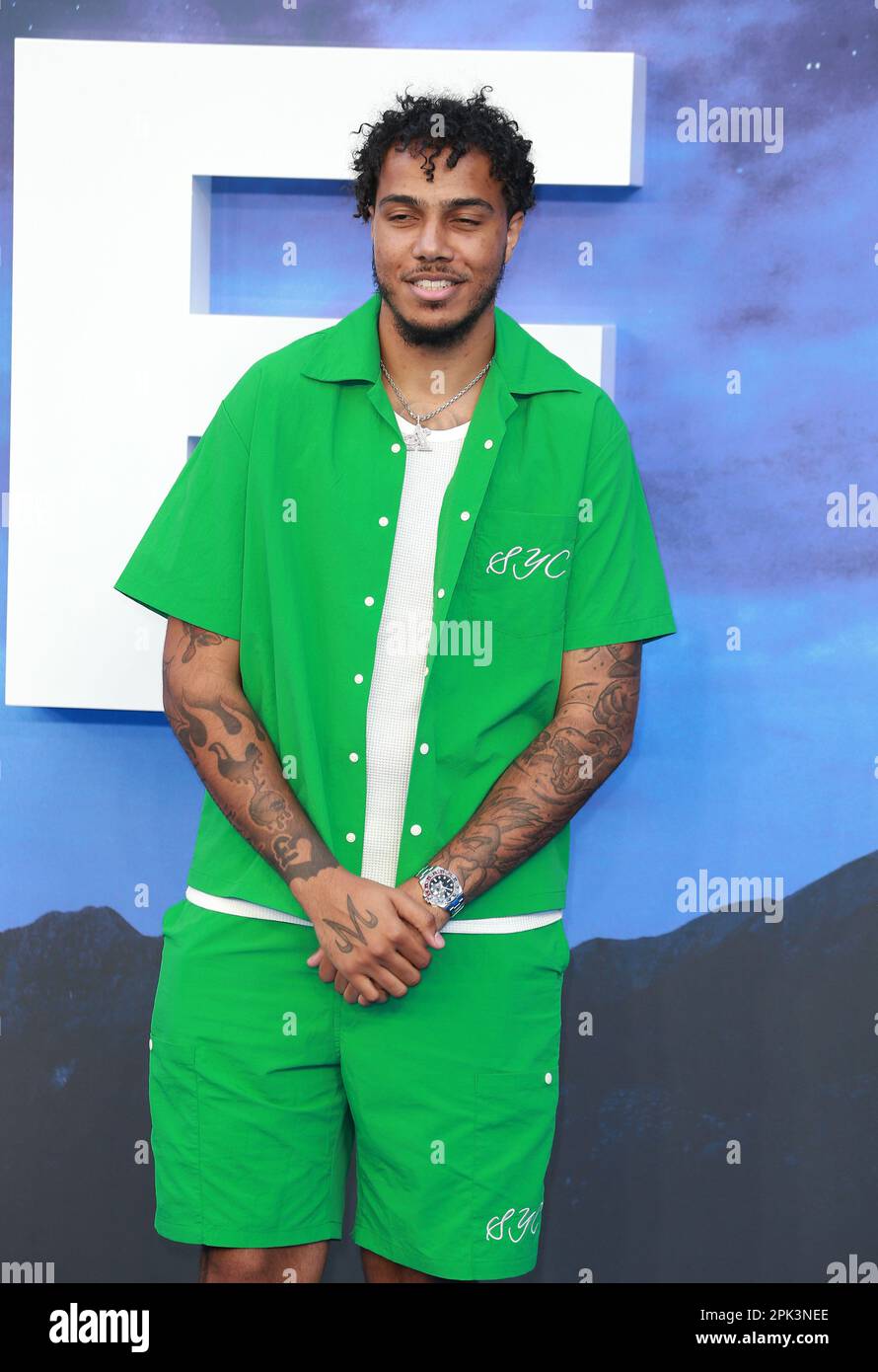 AJ Tracey attends the UK premiere of "NOPE" at Odeon Luxe Leicester ...