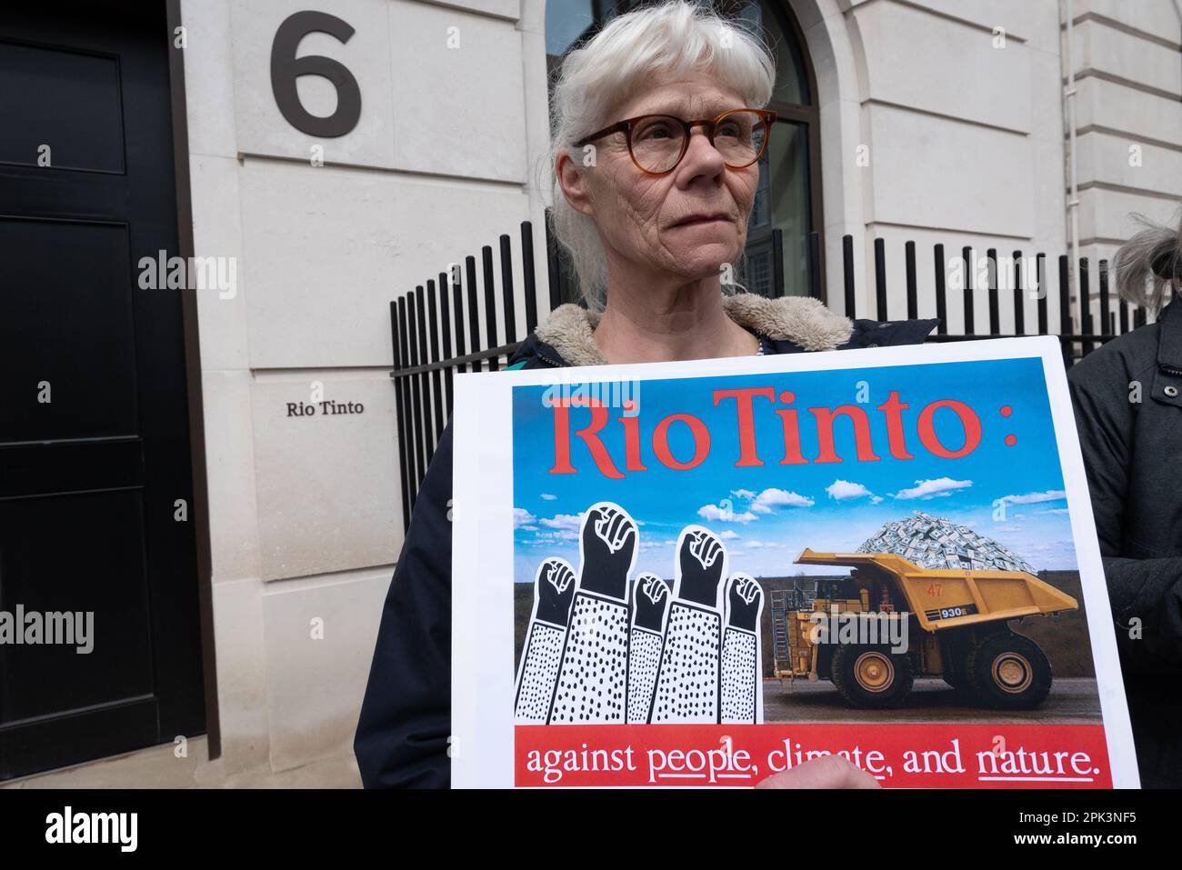 London, UK. 5th April 2023. London Mining Network protest outside the ...