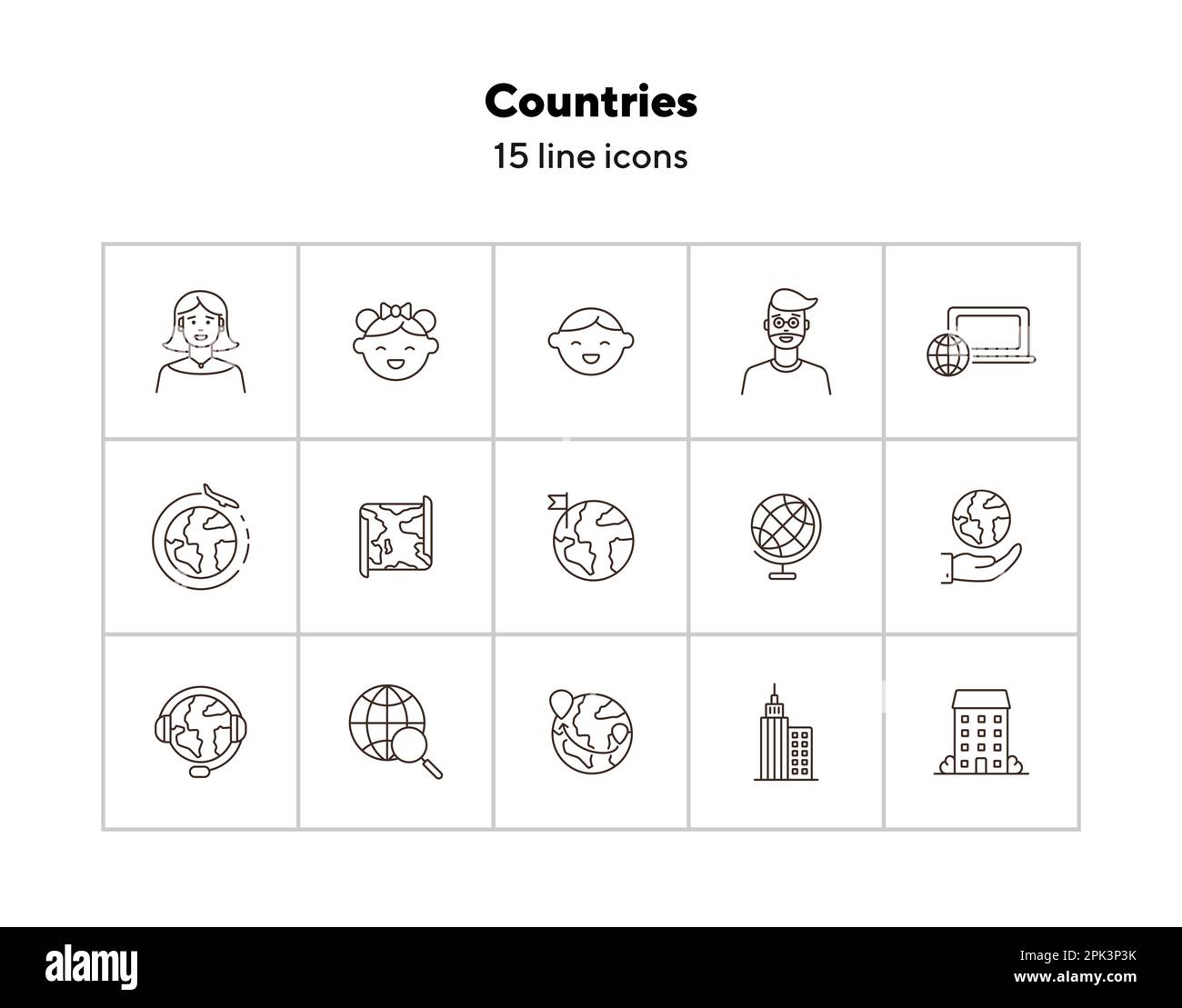 Countries line icon set Stock Vector Image & Art - Alamy