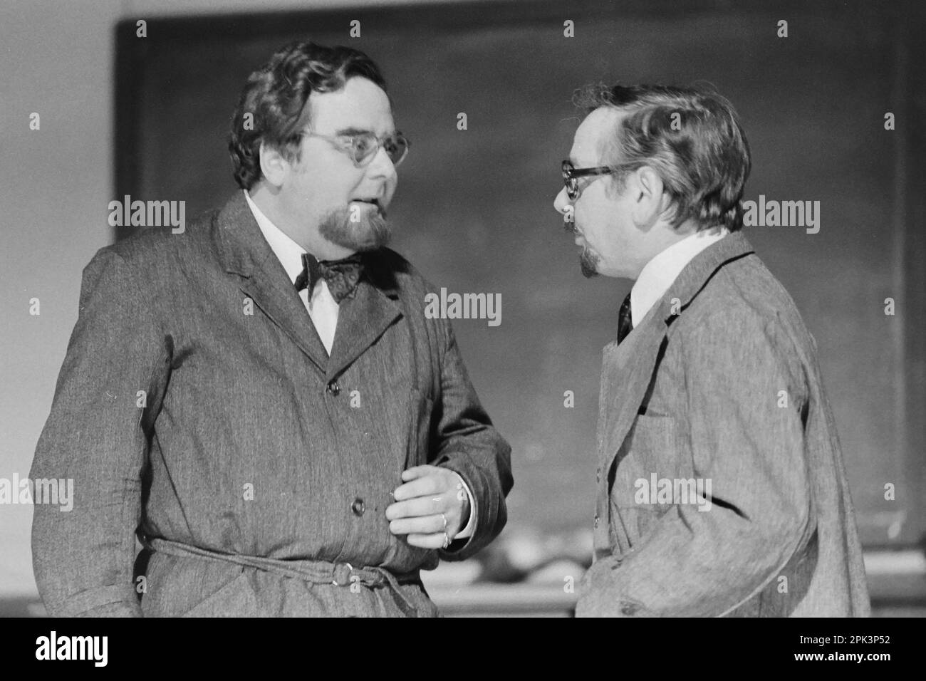 French actors Maurice Risch and Guy Pierauld perform in Topaze, a ...