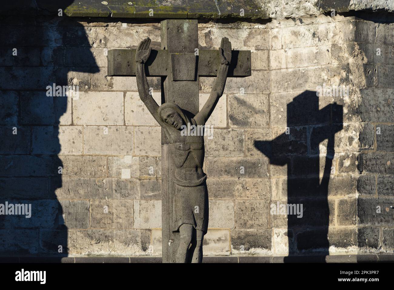 Stone Cross With Shadow, Cathedral Cemetery Near Cologne Cathedral ...
