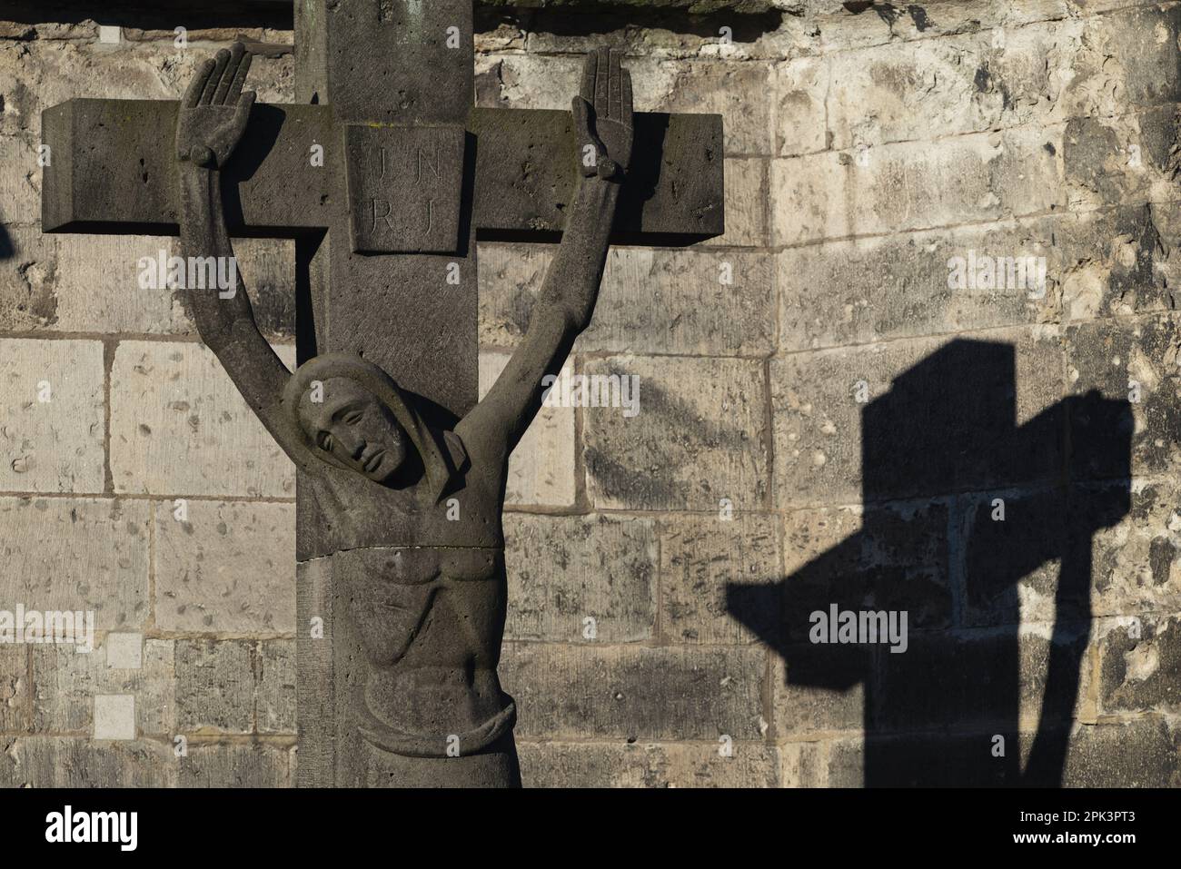 Stone Cross With Shadow, Cathedral Cemetery Near Cologne Cathedral ...