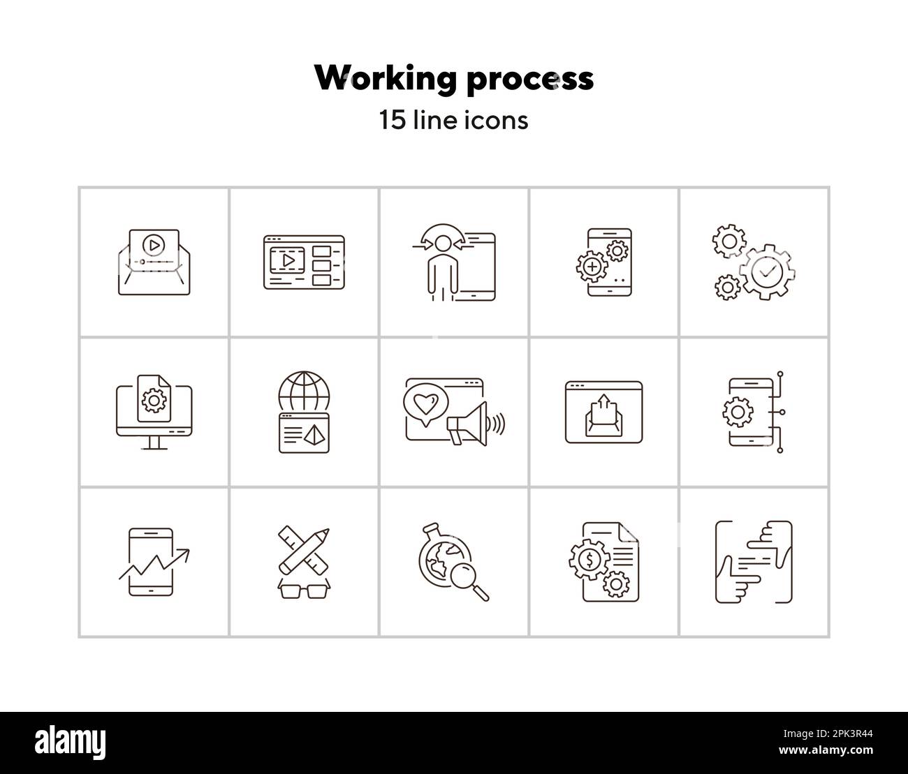 Working process icons Stock Vector Image & Art - Alamy
