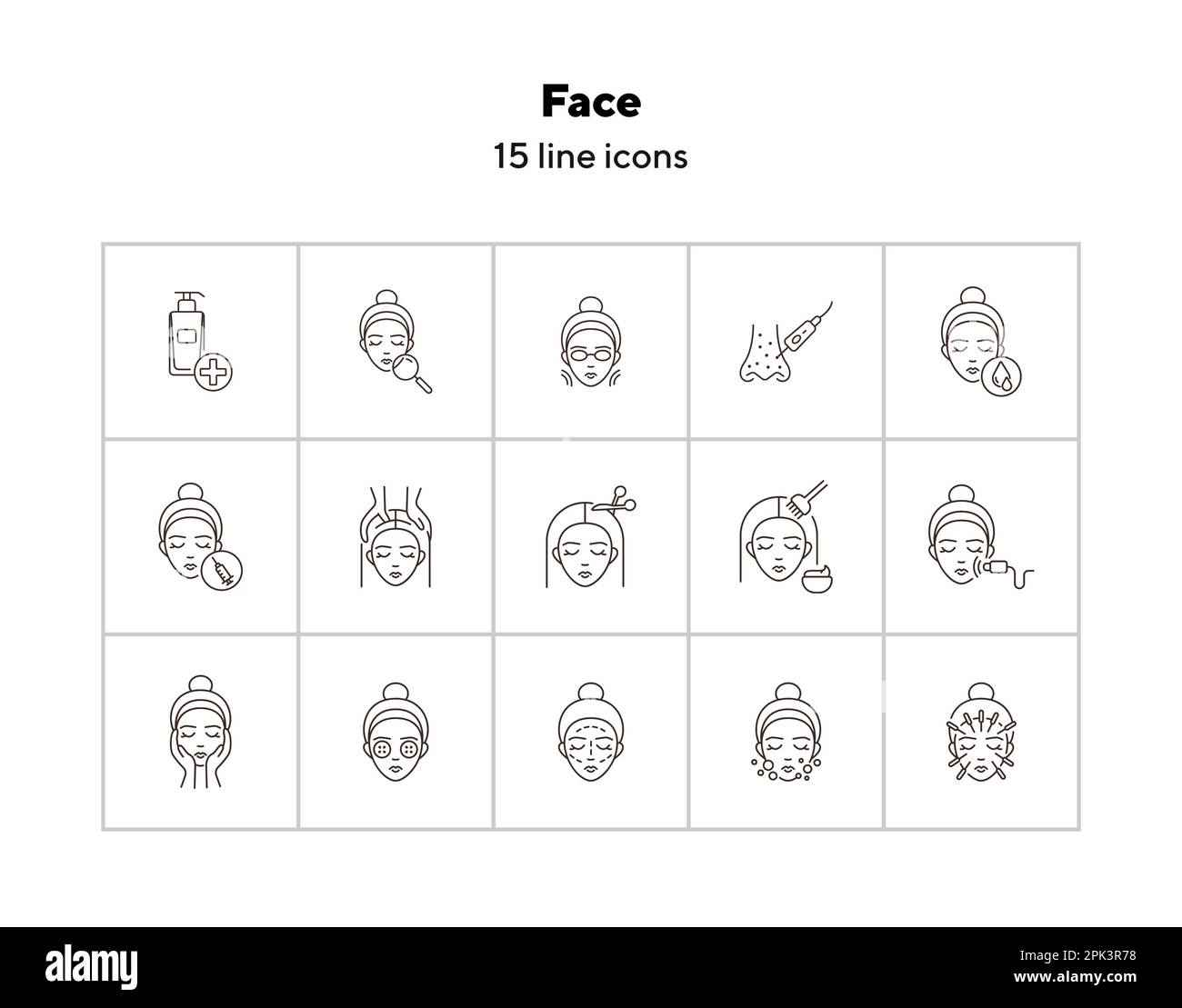 Face massage icon linear Cut Out Stock Images & Pictures - Alamy